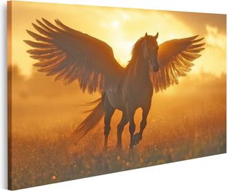 Islandburner Bild auf Leinwand Pferd mit Flügeln im Sonnenuntergang Bilder Wandbilder Poster