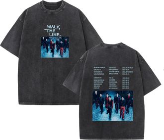 Generic WalkTheLine Washed T-Shirt 2025 K-pop World Tour Graphic Support Cotton Shirt for Fans(A,S)