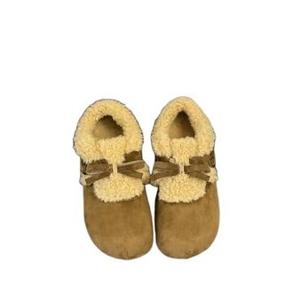 Generic YUJIEBB Bottes de neige r&eacute;tro &agrave; fond &eacute;pais doubl&eacute; en polaire pour femme Style automne hiver chaussures chaudes en coton &agrave; bout rond, kaki, 39.5 EU