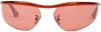 Bottega Veneta Homme, Accessoires, Orange, Taille: ONE Size Lunettes de soleil sportives allong&eacute;es en m&eacute;tal avec verres effet miroir