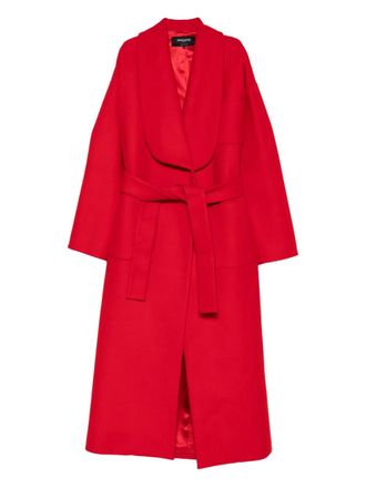Rochas manteau à taille ceinturée - Rouge