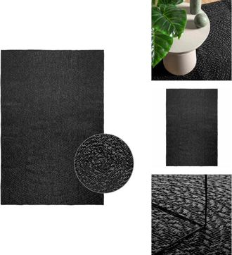 vidaXL Teppich zizur Anthrazit 160x230cm Jute-Optik Indoor und Outdoor - Teppich - Au&szlig;enteppich - Fu&szlig;matte - Bodenmatte
