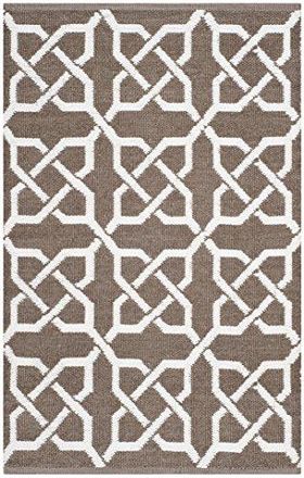 Safavieh Geometrisch Teppich für Wohnzimmer, Esszimmer, Schlafzimmer - Recycled Plastic Collection, Kurzer Flor, Sattel, 91 X 152 cm