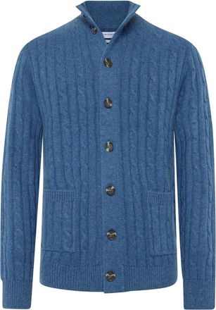 Tom Rusborg Kaschmir-Strickjacke mit Zopfmuster in