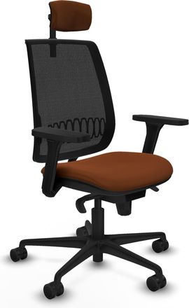 Piqueras y Crespo Alares B&uuml;rostuhl mit 3D-Armen, h&ouml;henverstellbare Lendenwirbelst&uuml;tze und h&ouml;henverstellbares Kopfteil, Schwarz / Braun