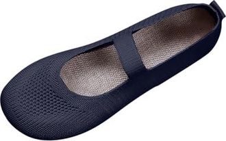 Generic Chaussures de ballet confortables et d&eacute;contract&eacute;es pour femme - Bout rond - Pliables - Respirantes - Couleur unie - Grande largeur - En tricot classiq