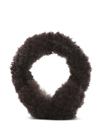 Yves Salomon casque en peau lain&eacute;e - Marron