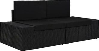 vidaXL Vidaxl - Canap&eacute; sectionnel 2 places R&eacute;sine tress&eacute;e Noir