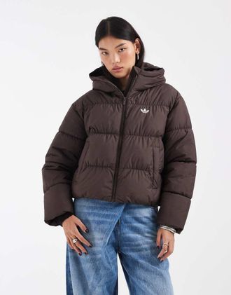 adidas Originals wattierte Kapuzenjacke in Braun