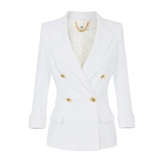 Elisabetta Franchi Damen, Jacken, Wei&szlig;, 2XLGr&ouml;&szlig;e