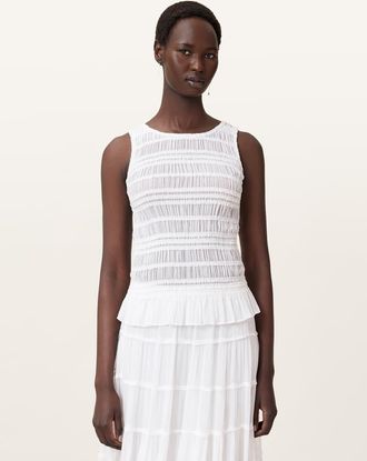 AllSaints Marion - Oberteil in Austernweiß