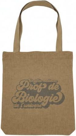 Fabulous Sac Shopping Tote Bag Aspect Lin - Certifi&eacute;e meilleure Prof de Biologie de lunivers - Sac Courses Toile Epaisse 360g Beige Naturel Cabas Port&eacute; Epaule 