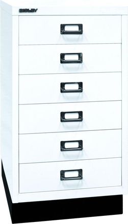Bisley MultiDrawer, 29er Serie mit Sockel, DIN A3, 6 Schubladen, Metall, 696 Verkehrsweiß, 43.2 x 34.9 x 67 cm