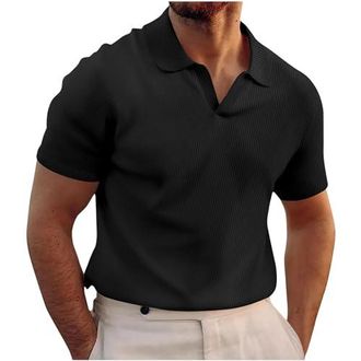 Generic Chemise &agrave; manches courtes pour homme - Uni - D&eacute;contract&eacute; - Col rabattu - &Eacute;l&eacute;gant - L&eacute;ger - Extensible - Respirant - Pull dext&eacute;rieur - Pour la course, 
