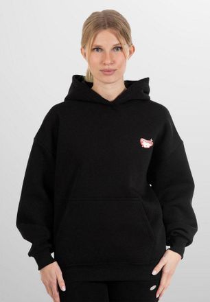 Smilodox Hoodie Riva, Kapuzenpullover Oversize Fit mit gro&szlig;er Kapuze und Herz Print Stylischer Pulli Gro&szlig;er Print K&auml;ngurutasche Sweater Sport Freizeit