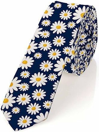Generic Marguerites Blanches Cravatte Décontractée Cravates Élégante Cravates Hommes Pour Célébrations Entreprise Accessoires
