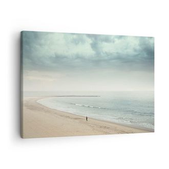 Arttor Bilder auf Leinwand Meer Strand Gehen Leinwandbild mit Rahmen 70x50cm Wandbilder Dekoration Wohnzimmer Schlafzimmer Küche Deko Klein Wanddeko Bild Wan