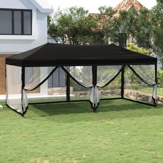 vidaXL vidaXL Tente de réception pliable avec parois Noir 3x6 m