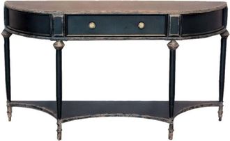 Wadiga Console Classique en Métal Noir Vieilli avec Tiroir 2 Étages