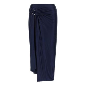 Paco Rabanne Femme, Jupes, Bleu, Taille: 40 FR Jupe Midi Portefeuille Drap&eacute;e