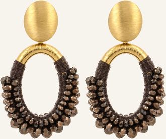 Lott. Gioielli Lott.Gioielli Ohrh&auml;nger Nyra Ce Si Oval Deluxe Half Beaded M Brown By Glambou gold
