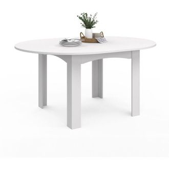 IDMarket Table à manger extensible ronde dona 4-8 personnes blanc 110-150 cm