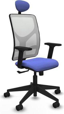 Piqueras y Crespo B&uuml;rostuhl mit 2D-Armlehnen und festem Kopfteil, ausgestattet mit Sincro 3 Positionen und Schneideschaum, mit Rollen von 65 mm, Nylon, Wei&szlig;/Hellblau