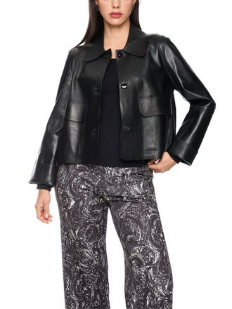 Marc Cain Lederjacke Urban Office Premium Damenmode cropped, gerade geschnitten