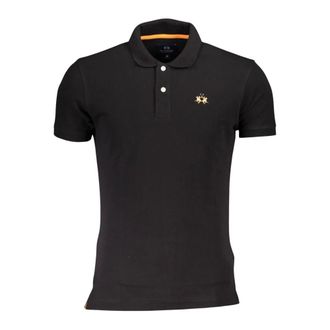 La Martina Homme, Tops, Noir, Taille: M Polo Brod&eacute; avec D&eacute;tails Contrast&eacute;s