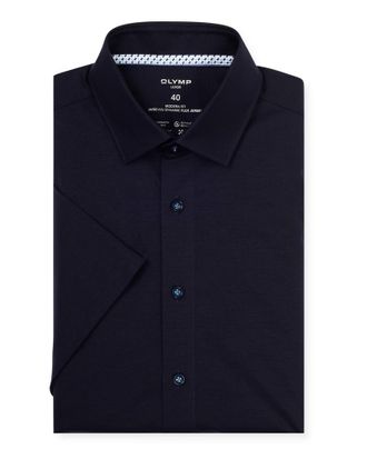 Olymp Luxor, Modern Fit, unifarbenes Dynamic Flex Jersey-Kurzarmhemd in