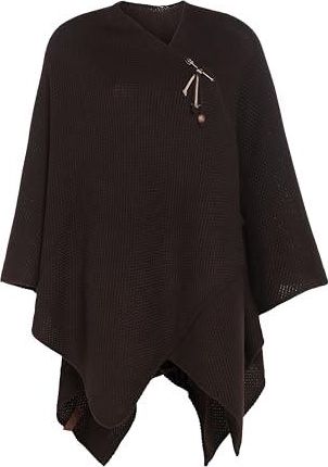Knit Factory Jazz Poncho réversible - Marron Foncé - One Size