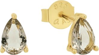 Amor Ohrstecker 925 Sterling Silber Damen Ohrschmuck, mit Glas, 0,6 cm, Grau, Kommt in Schmuck Geschenk Box, 2039271