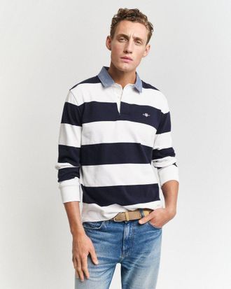 GANT Langarm-Poloshirt REG CHAMBRAY STRIPE HEAVY RUGGER