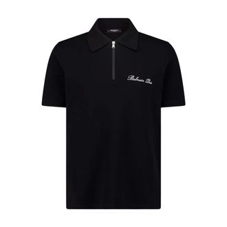 Balmain Schwarzes Besticktes Poloshirt - - Tops - Herren - Schwarzk - S