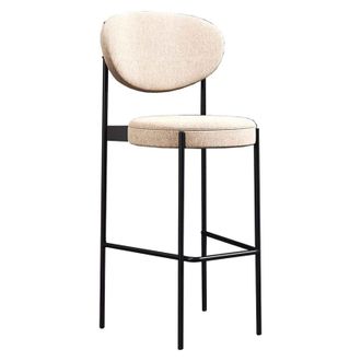 Generic Barhocker, hoher Barhocker mit R&uuml;ckenlehne, Lounge-Barstuhl aus Baumwolle und Leinen, Metallgestell mit Fu&szlig;st&uuml;tze