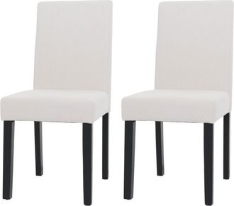 Mendler Lot de 2 chaises de salle &agrave; manger Littau, chaise de cuisine &agrave; dossier haut, tissu/textile Velours bois cr&egrave;me, pieds f