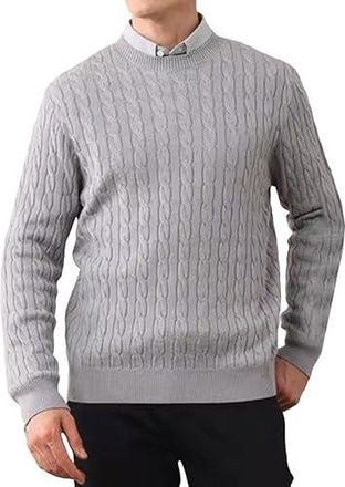 Generic Pull en tricot torsad&eacute; pour homme - Coupe ajust&eacute;e - Col rond - Pull d&eacute;contract&eacute; &agrave; manches longues, C3., 3XL