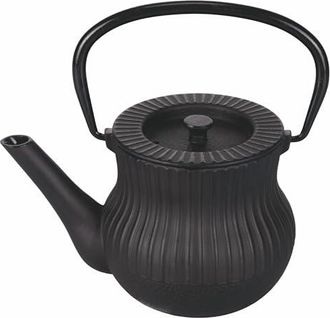 Villa D'Este Home Tivoli Teekanne 1L Gusseisen Klappgriff Edelstahlfilter schwarz