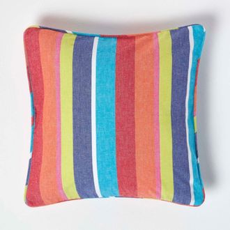 Homescapes bunt gestreifter Kissenbezug, dekorative Kissenhülle 45 x 45 cm für Sofakissen und Zierkissen aus 100% Baumwolle mit Reißverschluss
