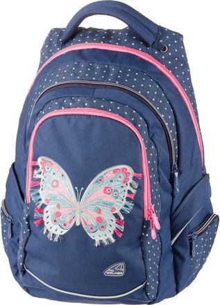 Walker Rucksack Fame Magic Butterfly Dark Blue, mit 3 F&auml;chern, Seitentaschen, atmungsaktive Polster, verstellbarem H&uuml;ft, Schulter und Brustgurt, ca. 32 x 44 