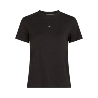 Calvin Klein Jeans Femme, Tops, Noir, Taille: 40 FR Woven Label Regular Tee