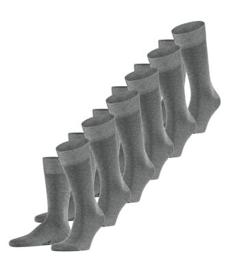 Falke Herren Socken Happy Multipack M So Baumwolle einfarbig 6 Paar, Grau Light Grey Melange 3390, 43-46