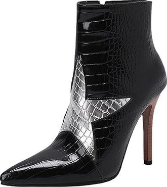 Generic Bottes Western Brillant Talon Talon Fin Décoration Étoile Bloc de Couleur Pointu Moyenne Bottines de Grande Taille Bottines Bottes Bottes Hiver Cuir, 