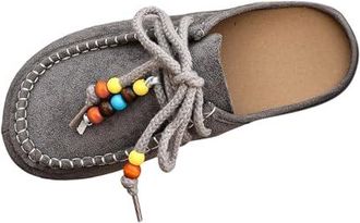 Generic Chaussures plates dos nu pour femme - Bout rond - Style ethnique rétro - Respirantes et confortables - Pour lintérieur et lextérieur, gris, 40.5 EU