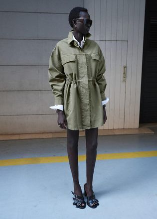 Mango Parka jean oversize kaki - Femme - XS - MANGO