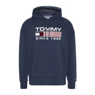 Tommy Jeans Blaue Bio-Baumwollkapuzenpullover mit Logo - - Sweatshirts & Hoodies - Herren - Blau - L