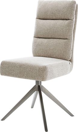 DELIFE Esszimmerstuhl Pela-Flex Kreuzgestell breit Graphit Webstoff Soft Beige 360&deg; drehbar Wippfunktion Taschenfederkern