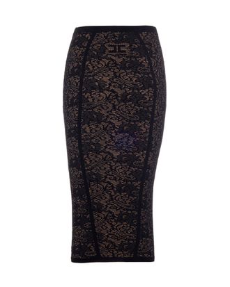 Elisabetta Franchi Womens Knit Jacquard Skirt Black Black-Leather Polyamide Black/leather