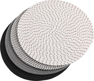 DOITOOL 4 St&uuml;ck Runde Gewebte Tischsets aus Baumwollseil Weiche Textur Hitzebest&auml;ndige Untersetzer und Platzmatten Waschbar Vielseitig f&uuml;r Esstisch und Tischd