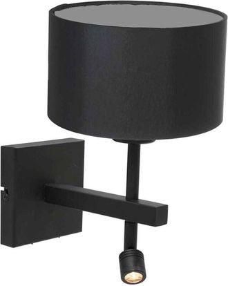 Steinhauer Wandleuchte - Stang - schwarz - metall stoff - - Steinhauer